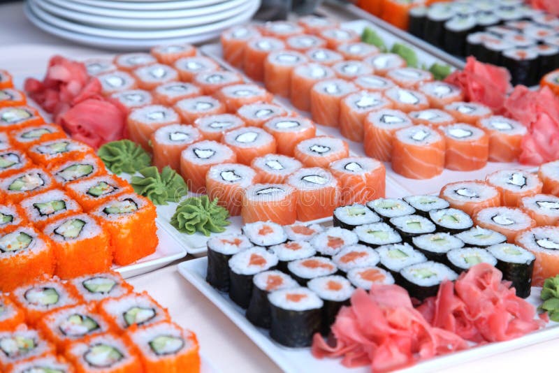Large sushi sets stock image. Image of fish, asian, eating - 89132817