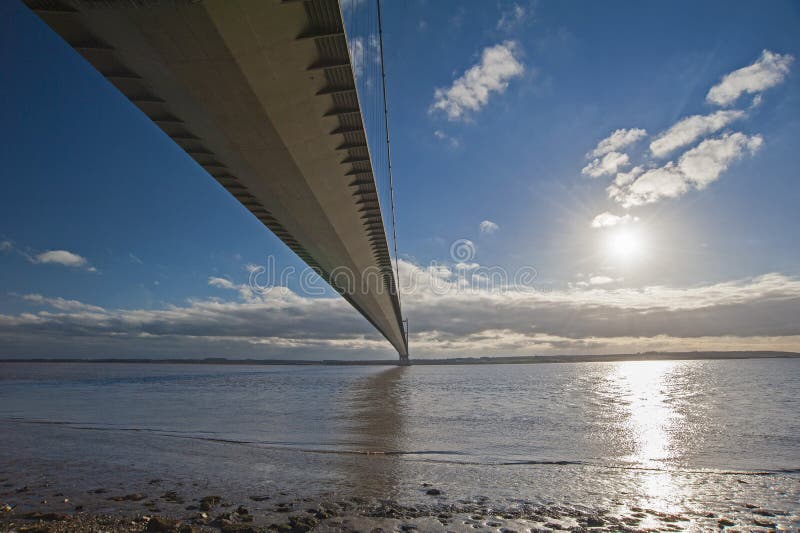 Large Suspension Bridge Over a River Estuary Stock Image - Image of ...
