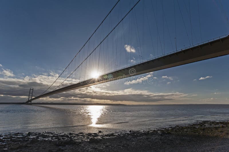 Large Suspension Bridge Over a River Estuary Stock Image - Image of ...