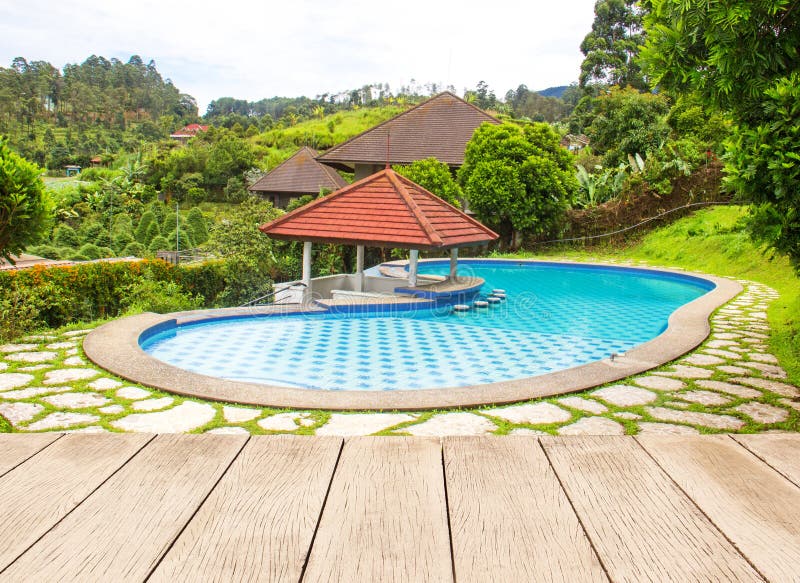 Large Swimming Pool in the Garden Stock Image - Image of boracay ...