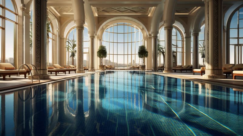 A Large Swimming Pool in a Luxury Hotel Complex. Generative AI Stock ...