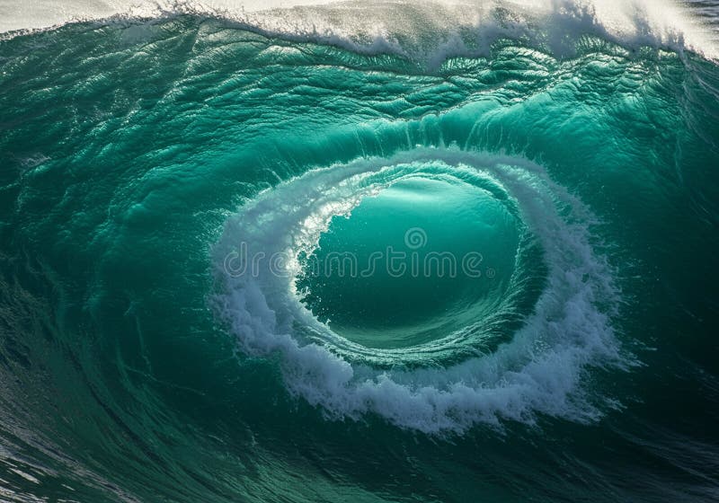 A Large, Swirling Ocean Wave Forms a Perfect Circle, Creating a ...