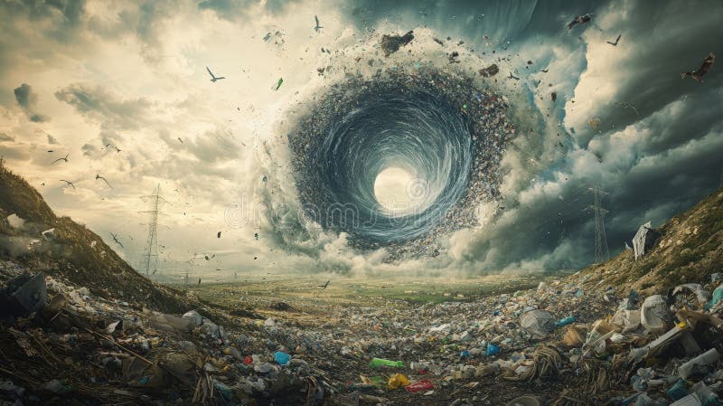 A Large, Swirling Vortex of Trash and Debris is Depicted in the Image ...