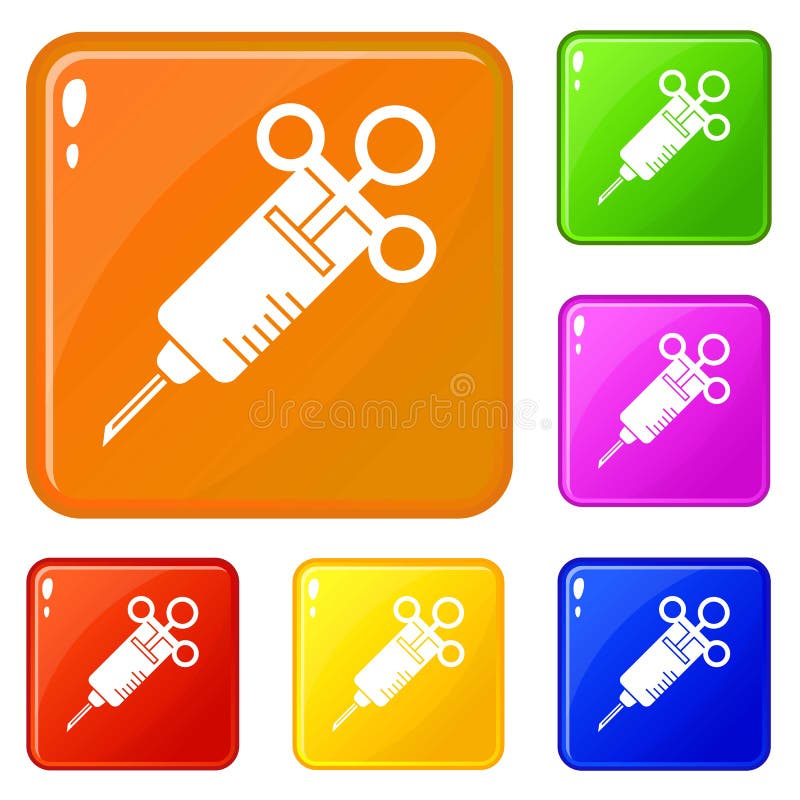 Large Syringe Icons Set Vector Color Stock Vector - Illustration of ...