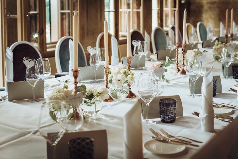 Large Table with Festive Serving in an Old Restaurant Stock Photo ...