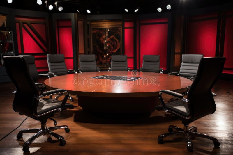 Large Table with Multiple Chairs Around for Panel Interviews Stock ...