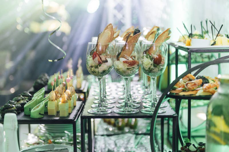 Large Table with Snacks of Different Types at a Party with Creative ...