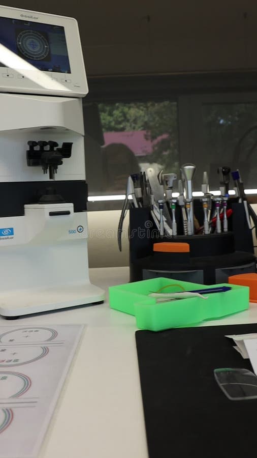 A Large Table with Tools and Machines for the Production of Glasses in ...