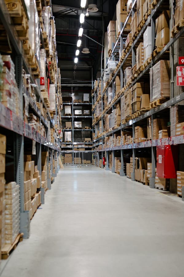 Large and Tall Full Warehouse Stock Photo - Image of commerce, indoors ...