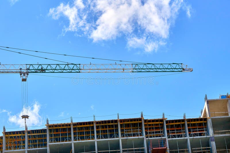 Construction High Crane,building and Blue Cloud Sky Stock Image - Image ...