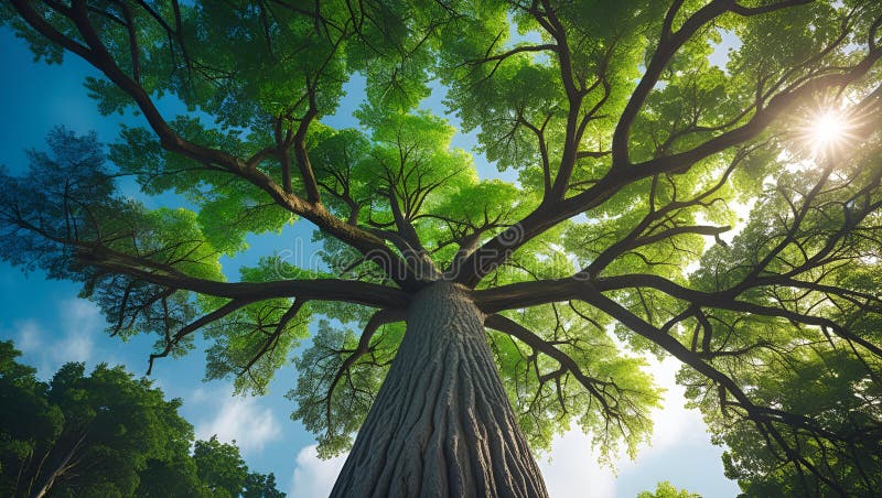 Large Tall Tree with Wide Spreading Branches and Lush Green Leaves ...