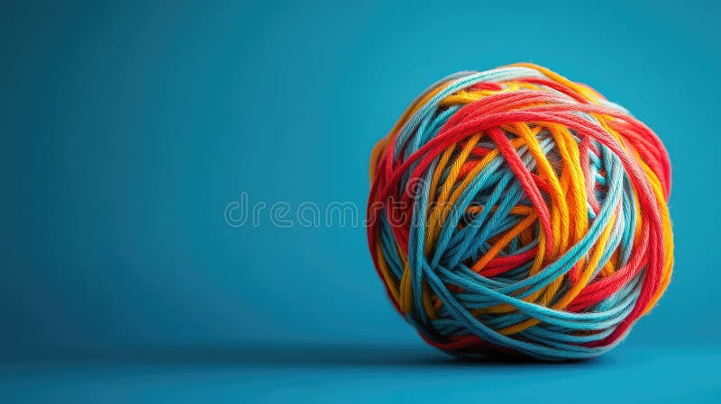 Large Tangled Ball of Multi-Colored Threads Stock Illustration ...