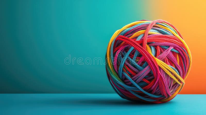 Large Tangled Ball of Multi-Colored Threads Stock Photo - Image of ...