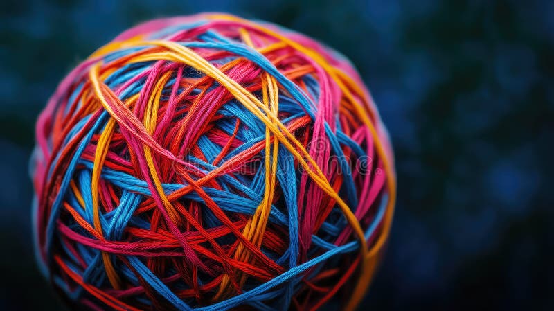Large Tangled Ball of Multi-Colored Threads Stock Photo - Image of ...