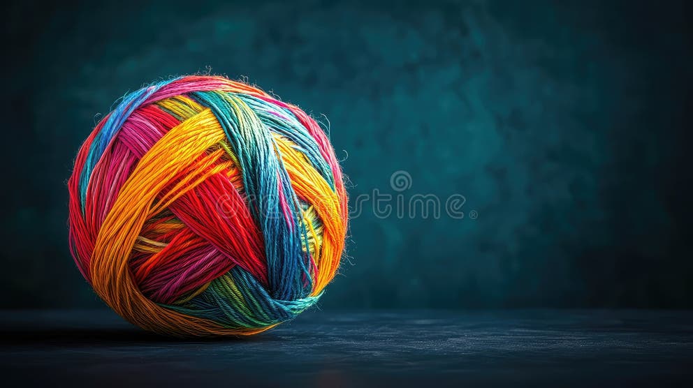 Large Tangled Ball of Multi-Colored Threads Stock Photo - Image of ...