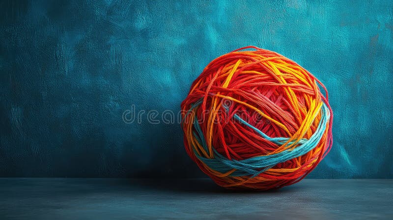 Large Tangled Ball of Multi-Colored Threads Stock Image - Image of ...