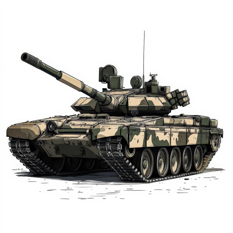 Large Tank with a Camouflage Pattern is Shown in a White Background ...