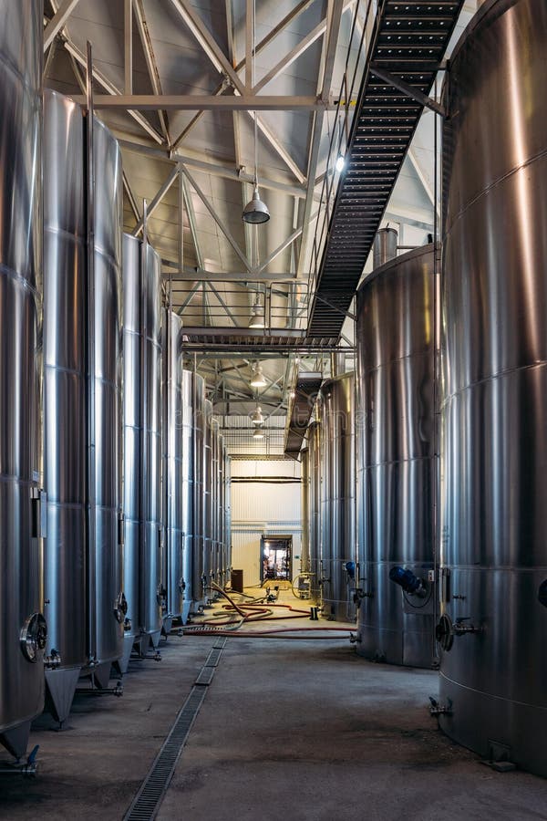 Large Tanks for Fermentation in the Modern Winery Stock Image - Image ...