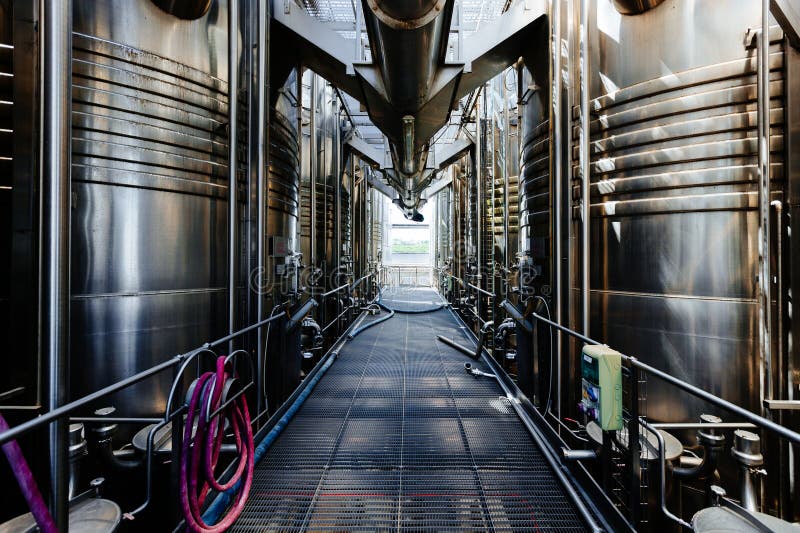 Large Tanks for Fermentation in the Modern Winery Stock Image - Image ...
