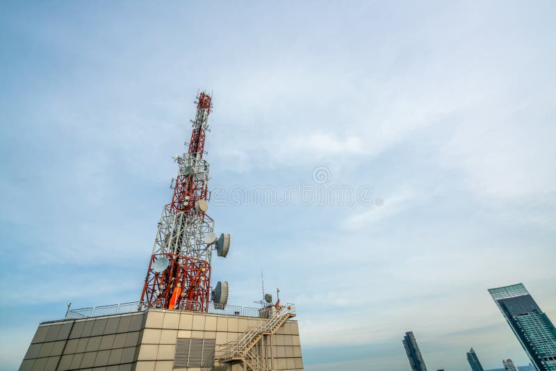 Large Telecommunication Towers or Radio or TV Receiver Towers Stock ...