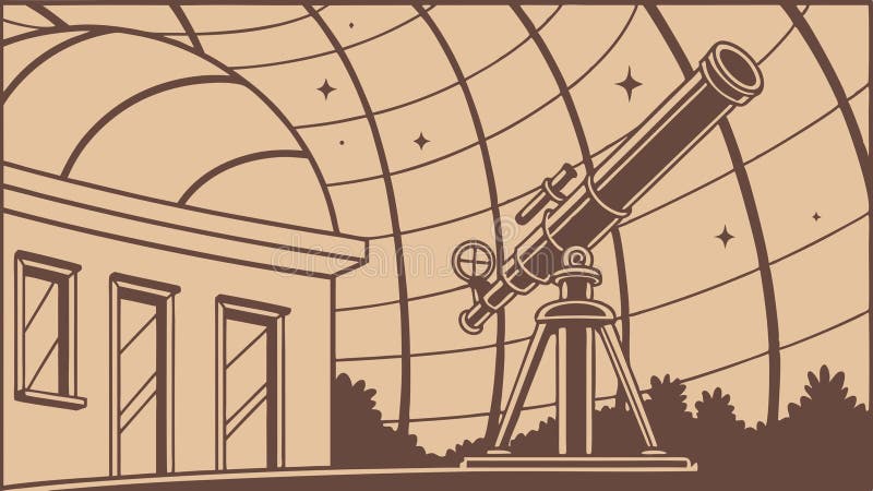 Large Telescope Inside a Modern Observatory, Vector Design Generative ...