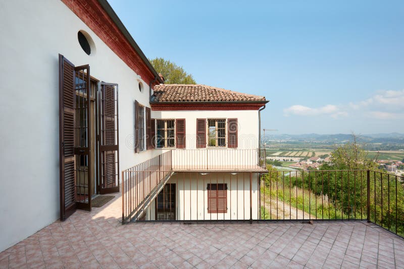Large Terrace in Old Country House in Italy Stock Photo - Image of wall ...