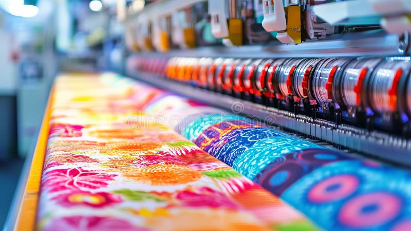 Large Textile Printer in Action for Vibrant Colorful Fabric Printing ...