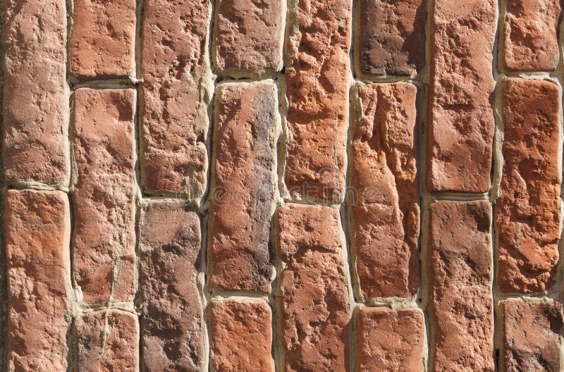 Large Texture of a Wall Lined with Red Old Bricks. Close-up Stock Image ...