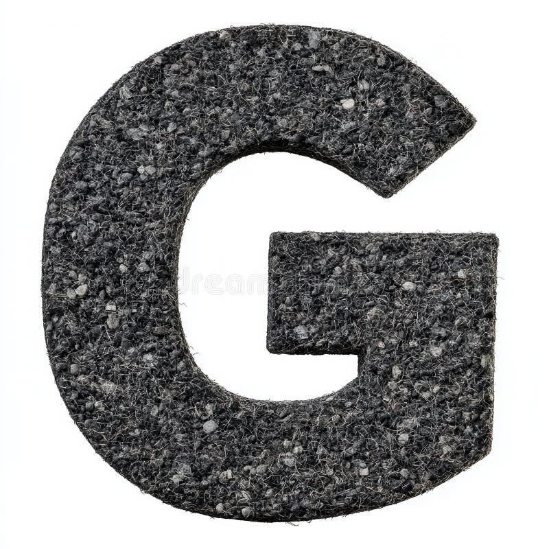 A Large, Textured Letter "G" Made of a Dark, Stone-like Material Stock ...