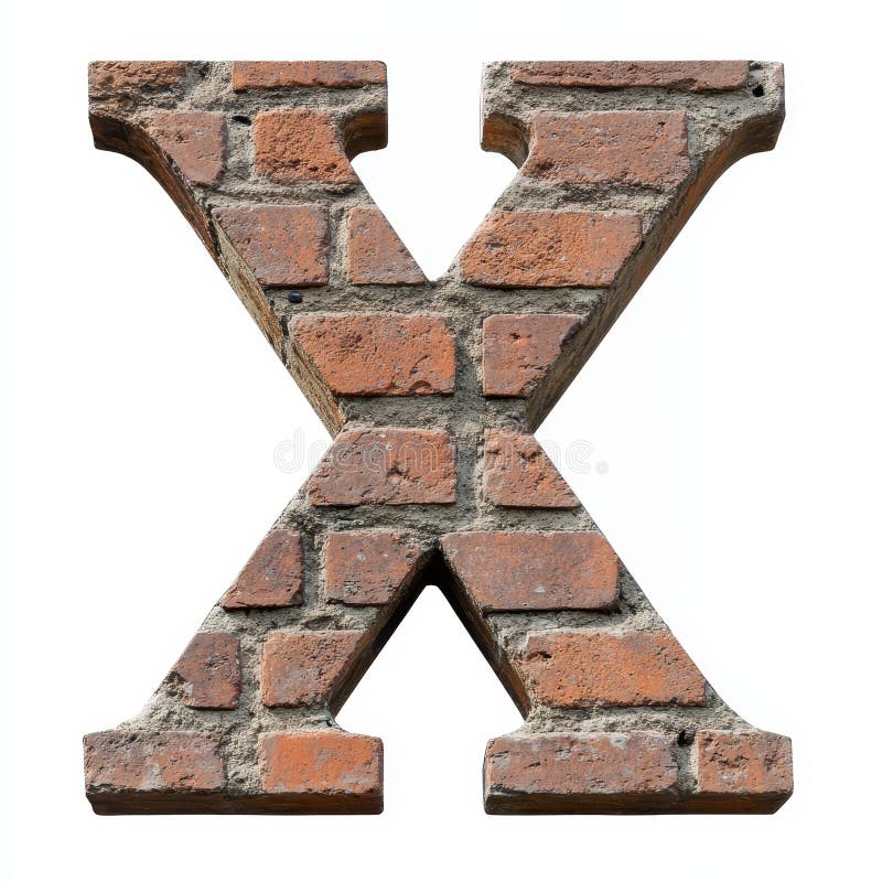 A Large, Textured Letter "X" Made of Brick, Showcasing a Rustic Design ...