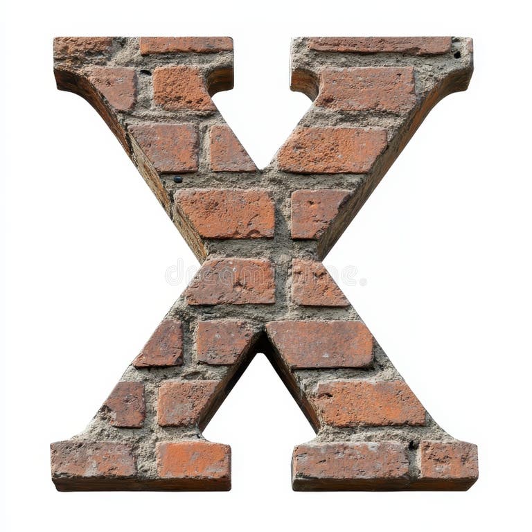 A Large, Textured Letter "X" Made of Brick, Showcasing a Rustic Design ...