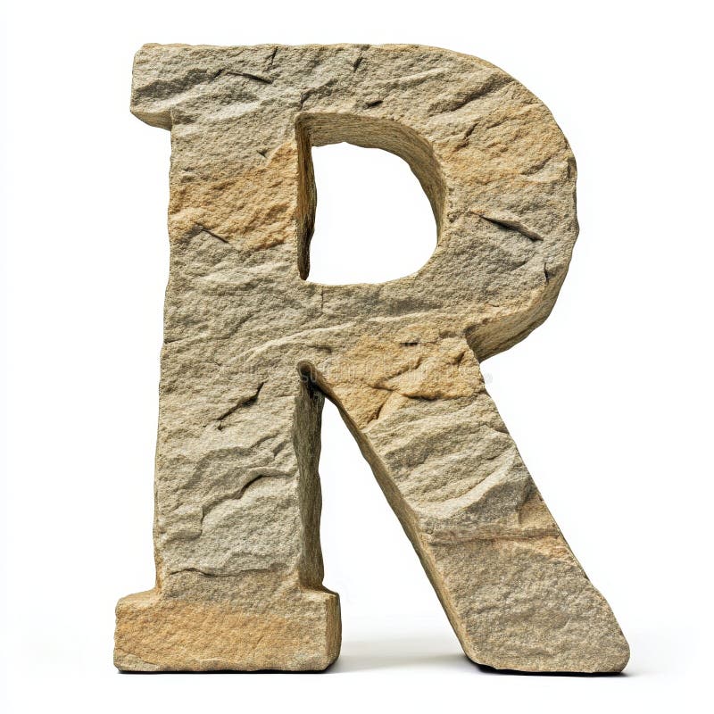 A Large, Textured Stone Letter "R" Resembling Natural Rock Formation ...