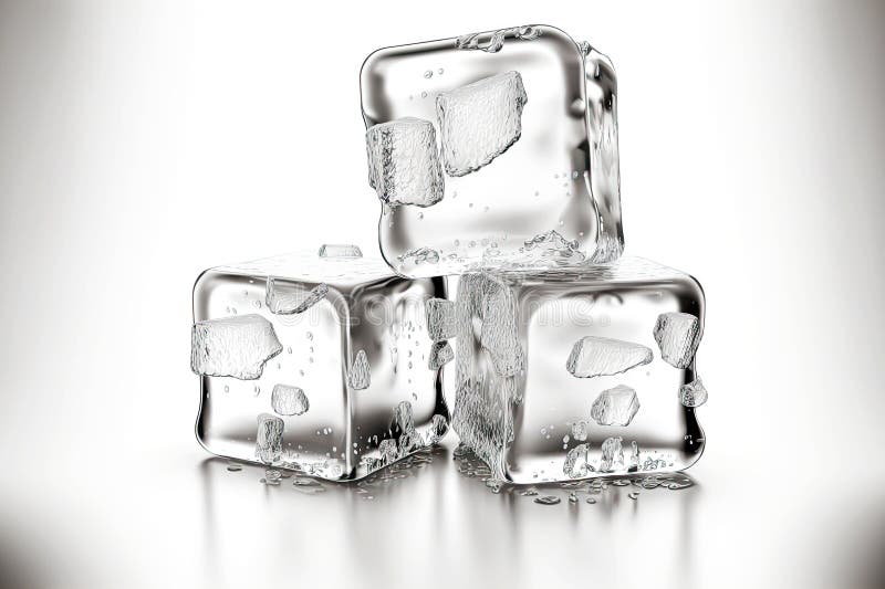 Large Thawed Ice Cubes Isolated on White Background Stock Image - Image ...