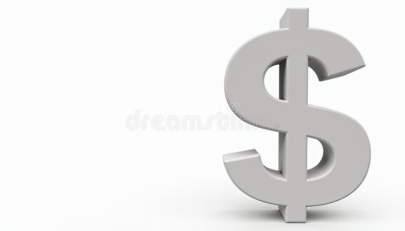 3D Gray Dollar Symbol on a Light Background. Stock Illustration ...