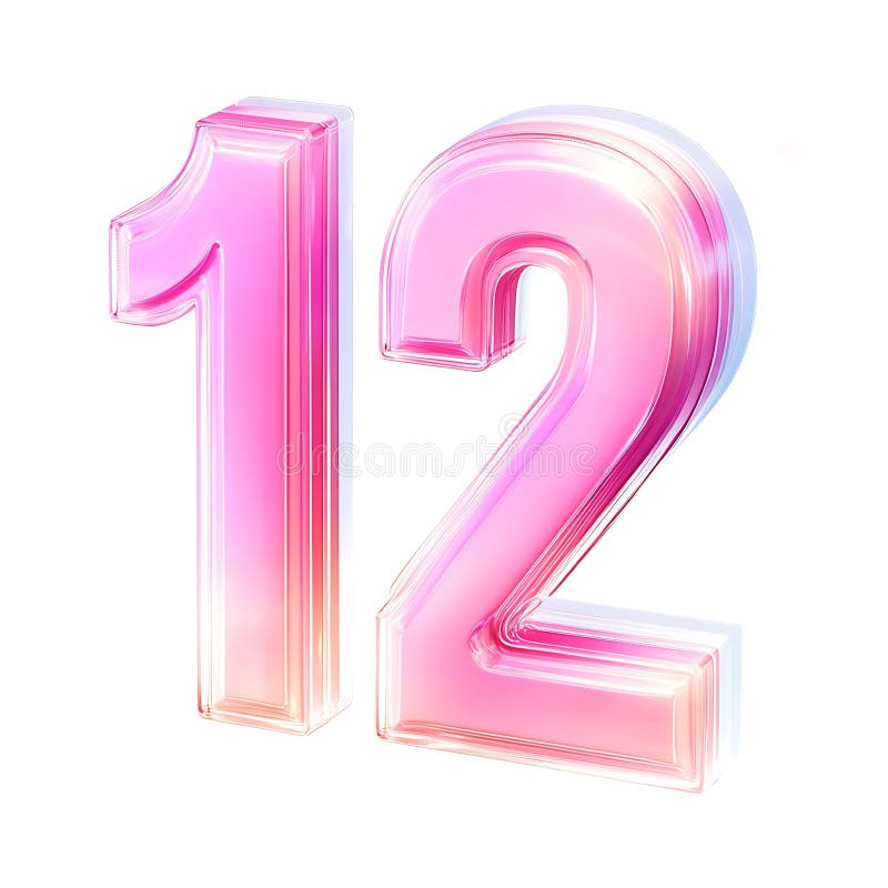 Large, Three-dimensional Numerals "12" with a Glossy, Translucent ...