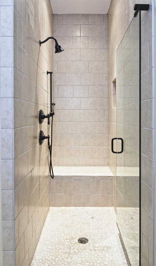 Large tile luxury shower stock photo. Image of immaculate - 8062180