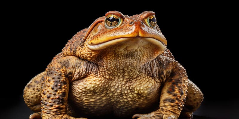 A Large Toad Sitting on Top of a Black Surface. Perfect for Nature or ...