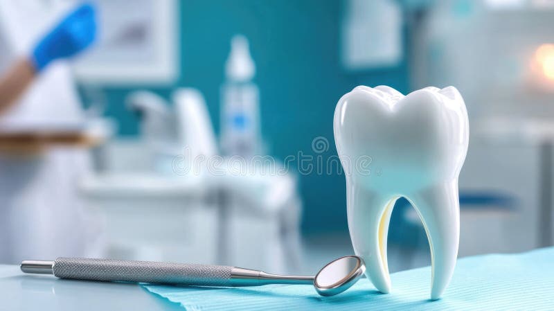 Large Tooth Model and Dental Tool in Modern Dental Office Stock Image ...
