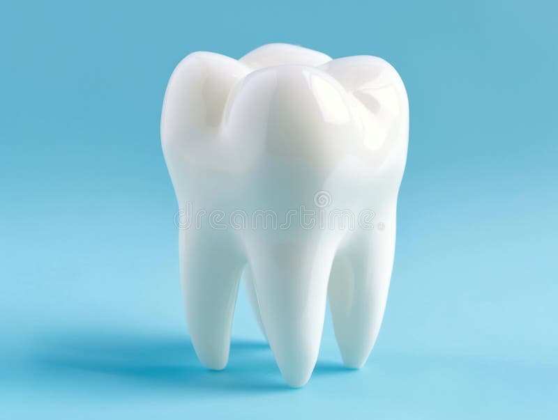 Large Tooth Model Displayed on a Vivid Blue Background, Highlighting ...