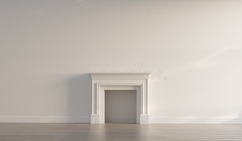 Large Traditional Fireplace without a Fire. Blank Walls. Empty Mantle ...