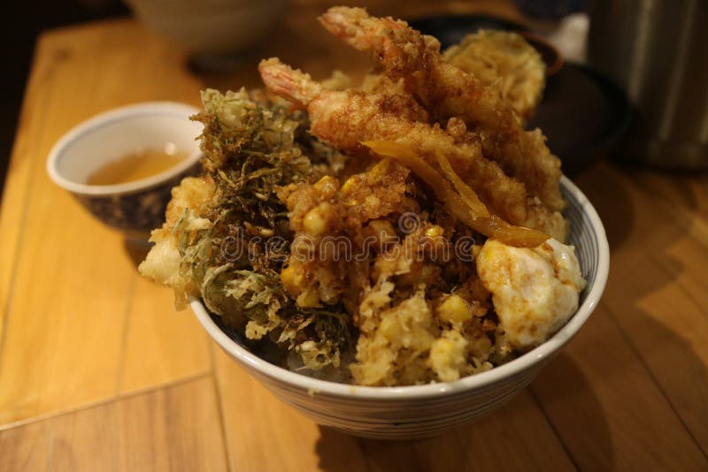 Large Traditional Japanese Tendon Dish in High-class Japanese ...