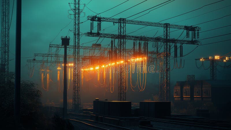 A Large Transformer Station with Power Lines, Electric Power Substation ...