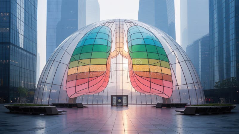 Large Translucent Dome Structure Resembling Lungs in Modern City Stock ...