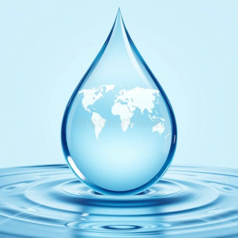 Water Droplet with World Map Stock Illustration - Illustration of ...