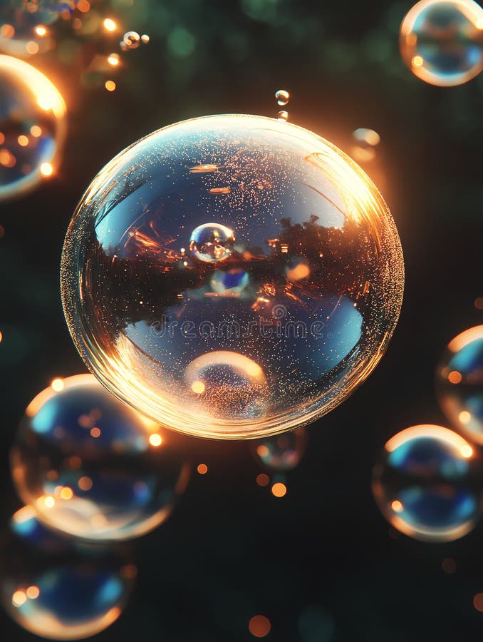 Large Transparent Bubble and Some Small Bubbles with Colorful ...