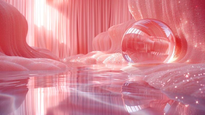 Pink Crystal Ball in Dreamy Setting Stock Image - Image of pink ...