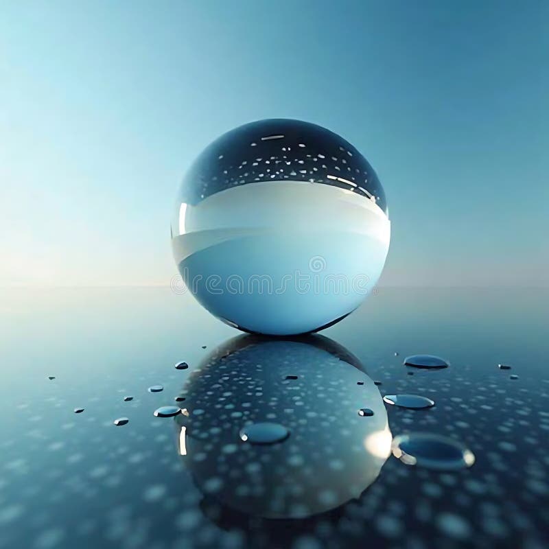 A Large, Transparent Glass Sphere Dominates the Scene, Reflecting the ...