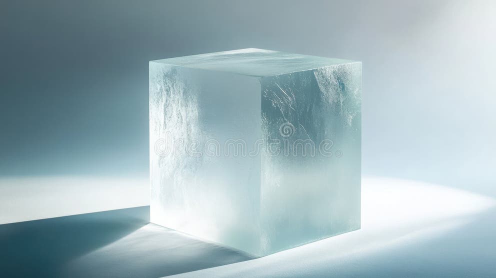 Large Transparent Ice Cube with Subtle Texture in Minimalistic Setting ...
