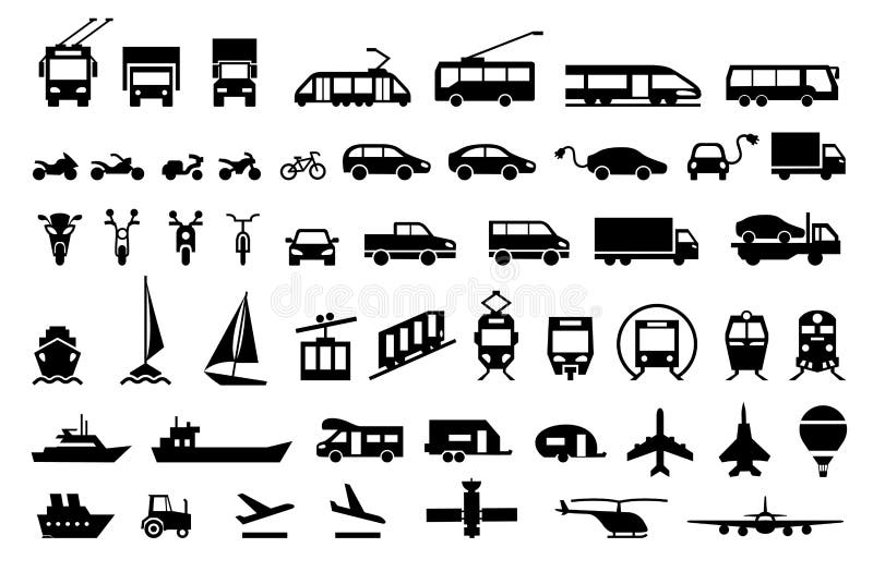 Large Transport Icons Set. Flat Symbols Vector Stock Vector ...