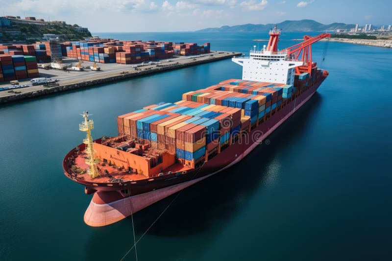 A Large Transport Ship with Cargo on Board Top View. Stock Photo ...